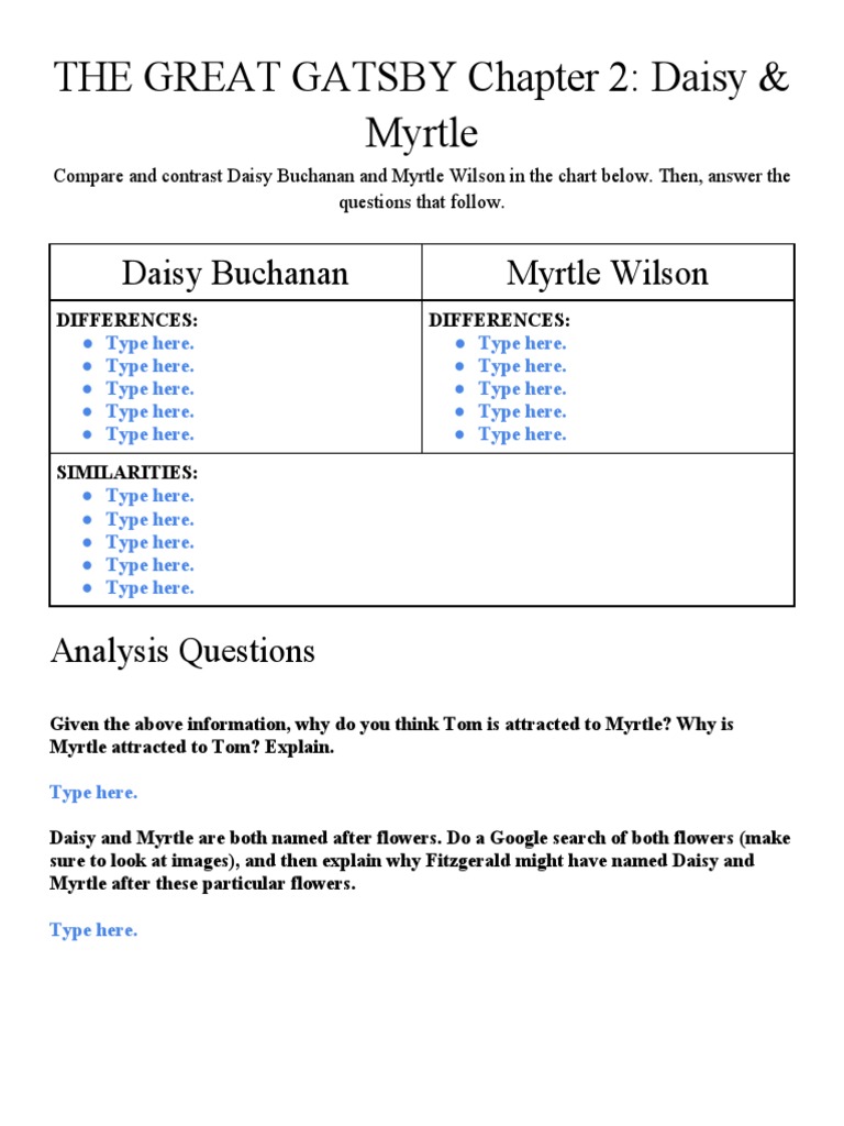 GATSBY Ch. 2 Daisy & Myrtle | PDF