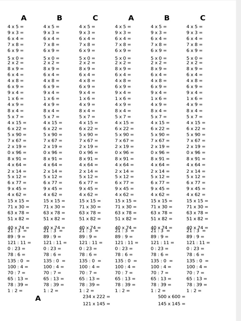 Latihan Soal Perkalian Dan Pembagian SD | PDF