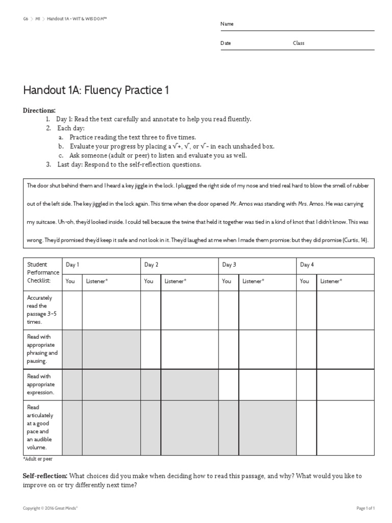 WW Insync G6 M1 L1 StudentHandout1A | PDF