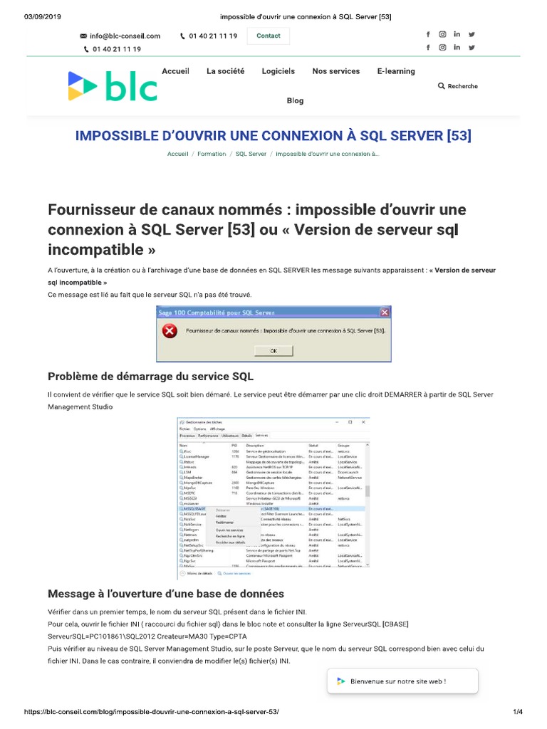 Fournisseur de Canaux Nommés - Impossible D'ouvrir Une Connexion À SQL ...
