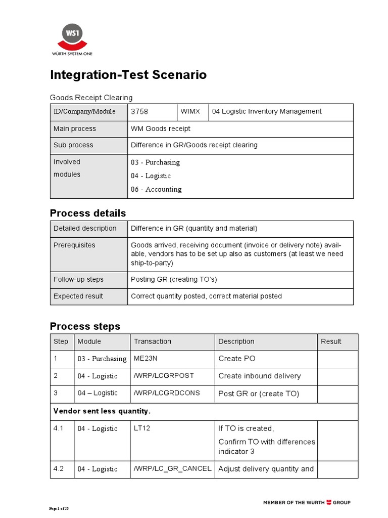 02 - 3758 - ZG80 - WM - Inbound Process - Goods Receipt Clearing | PDF ...
