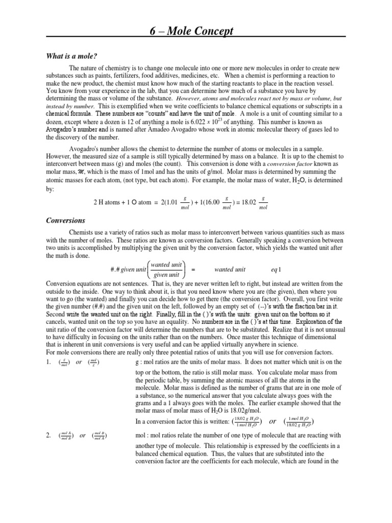Chemistry Madnes - Mole Concept | PDF | Mole (Unit) | Stoichiometry