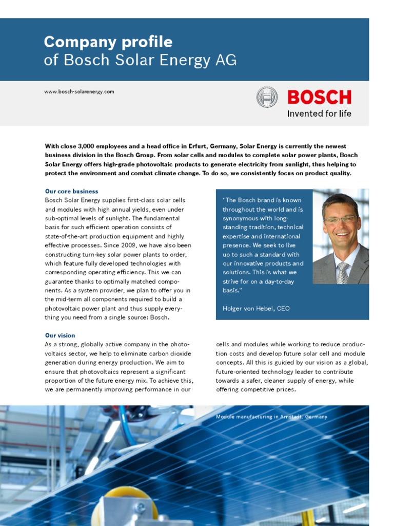 Bosch Solar Energy Profile & Products | PDF | Photovoltaics | Thin Film ...
