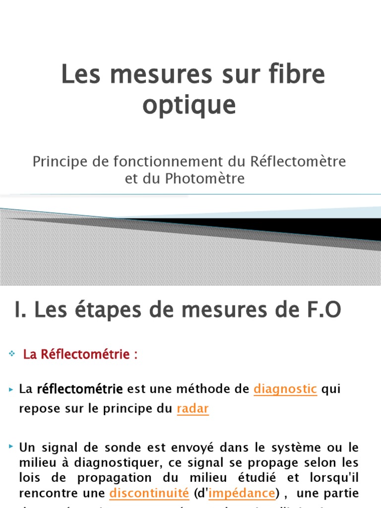 Les Mesures Sur Fibre Optique | PDF | Fibre optique | Lumière