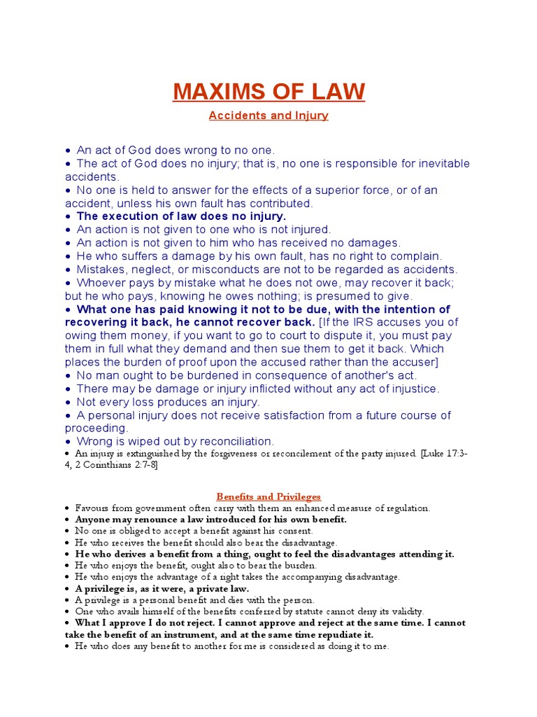 Maxims of Law | PDF | Testimony | Crimes