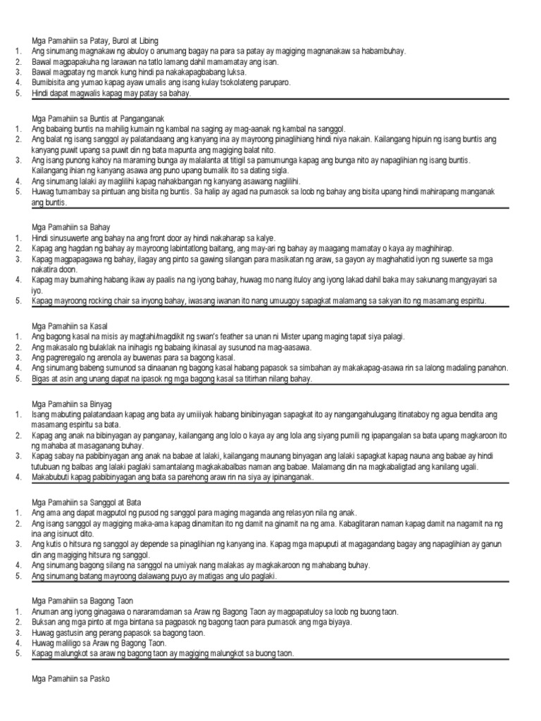 Mga Pamahiin Sa Patay | PDF