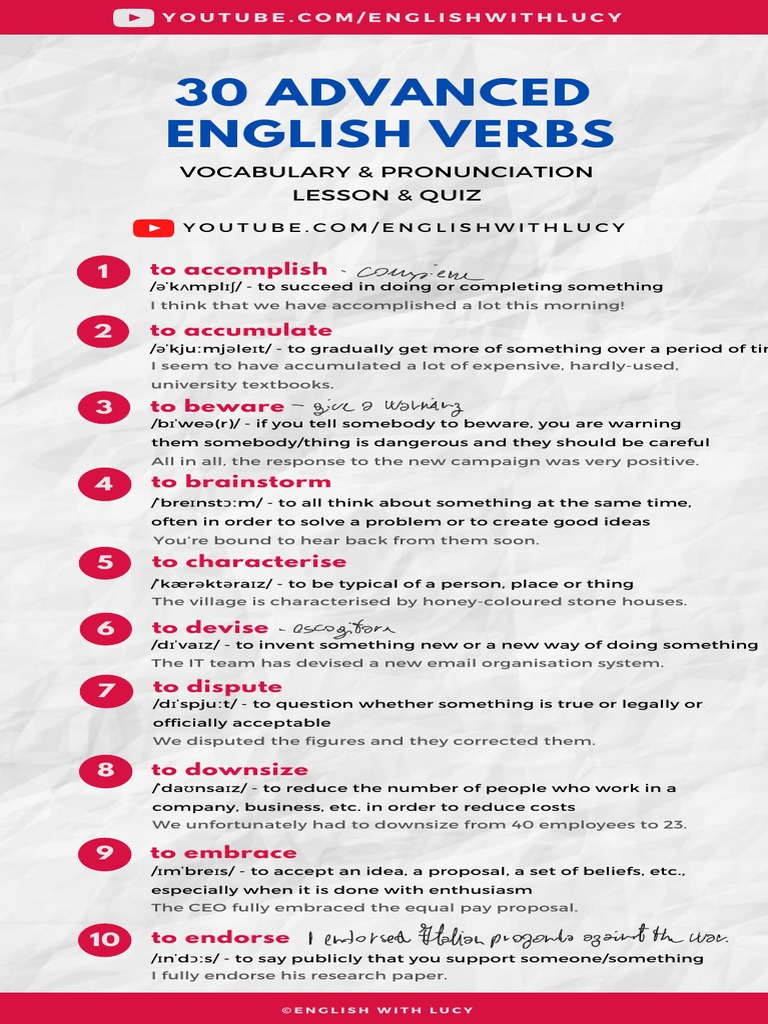 30 Advanced Verbs | PDF
