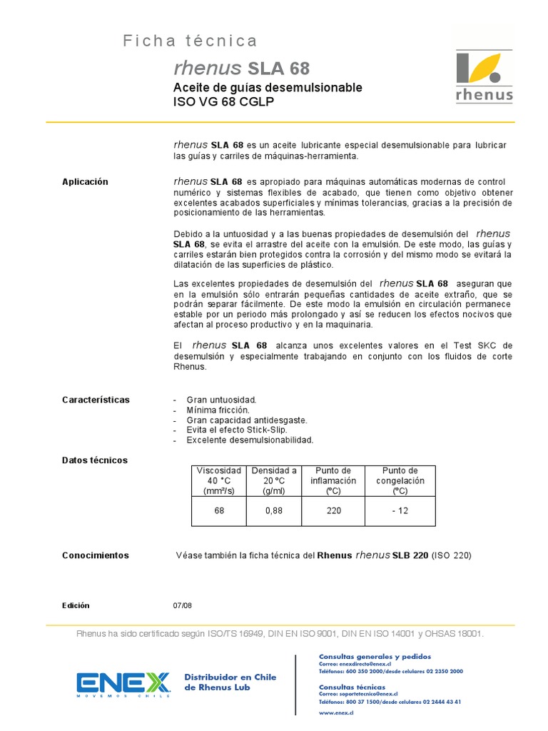 Rhenus SLA 68 | PDF | Química | Materiales