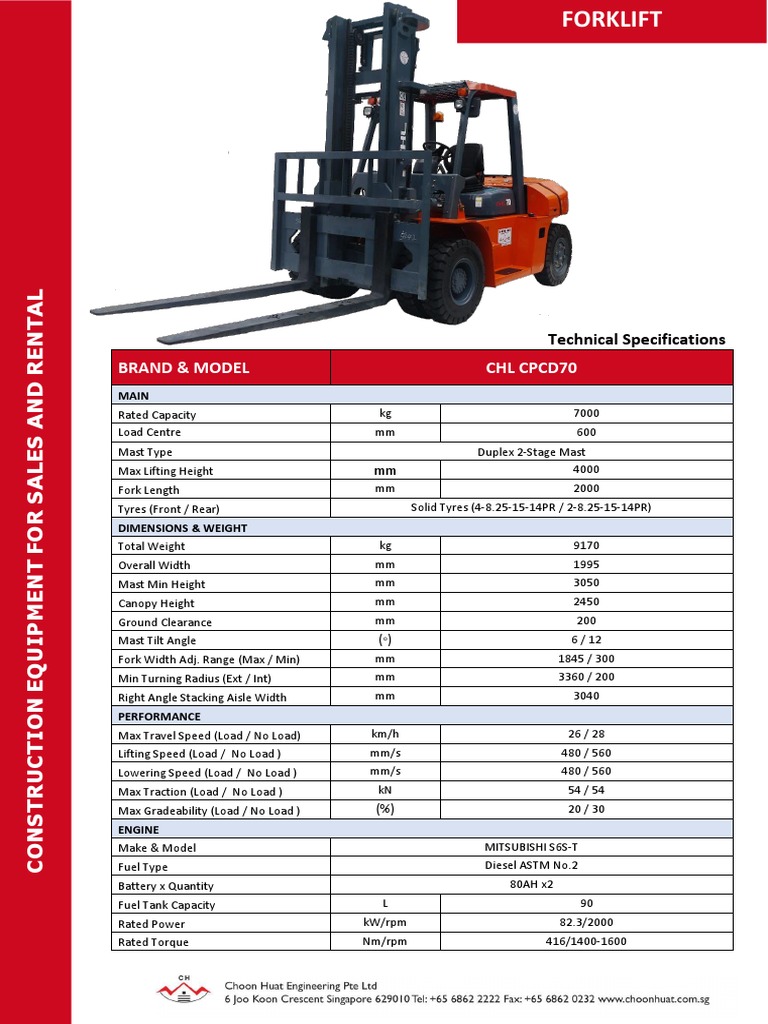 7 Ton Forklift CPCD70 | Download Free PDF | Forklift | Car