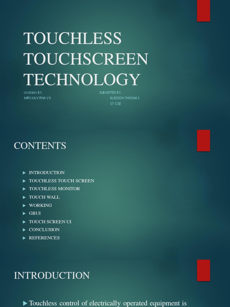 Touchless Touchscreen Technology | PDF | Touchscreen | User Interface