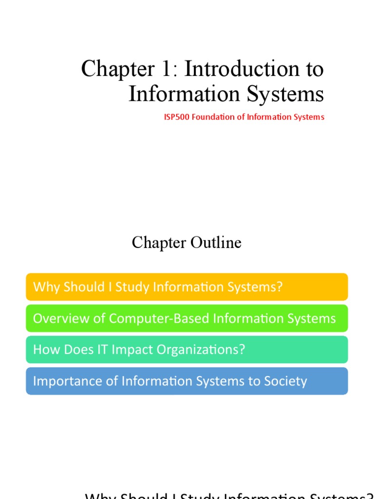 ISP500 Topic 1 Introduction To Information Systems - Ch1 | PDF | Information System | Information