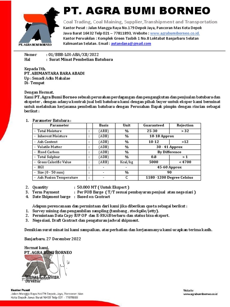 Contoh Loi Batubara | PDF