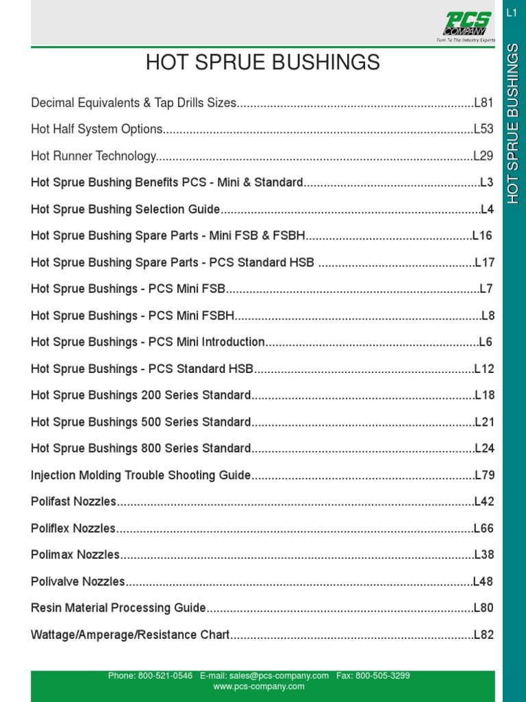 L Hot Sprue Bushings | PDF | Thermoplastic | Polyethylene