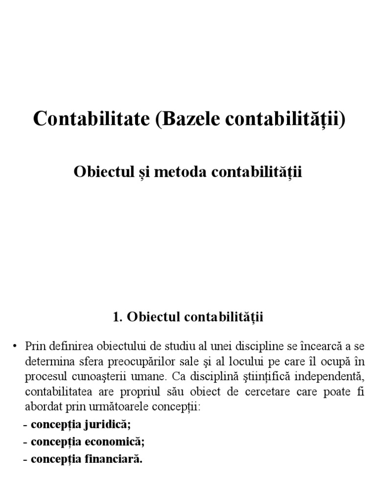 S2 - Obiectul Si Metoda Contabilitatii | PDF
