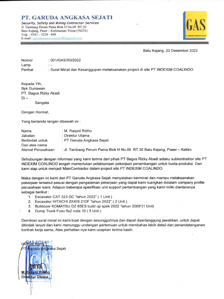 Contoh Surat Pengajuan Kerjasama | PDF