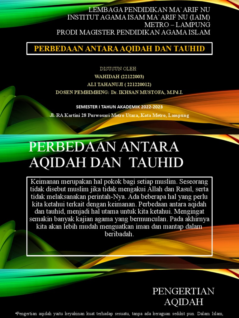 Perbedaan ANTARA Aqidah DAN Tauhid | PDF | Agama & Spiritualitas