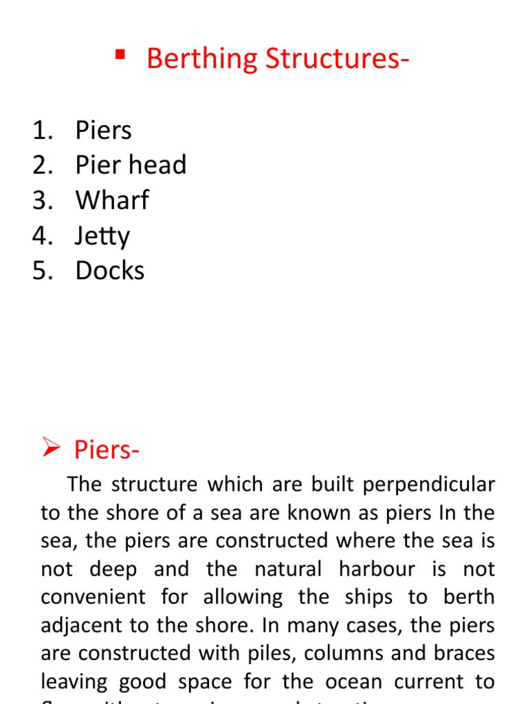 Berthing Structures | PDF | Pier | Wharf