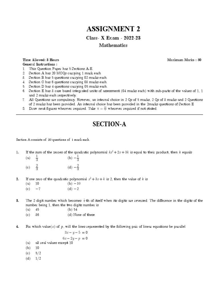 Assignment For Science Class 10 | PDF | Circle | Area
