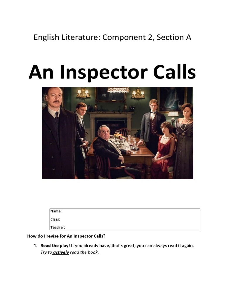 English - Literature - Paper 2 - Literature An Inspector Calls Revision ...