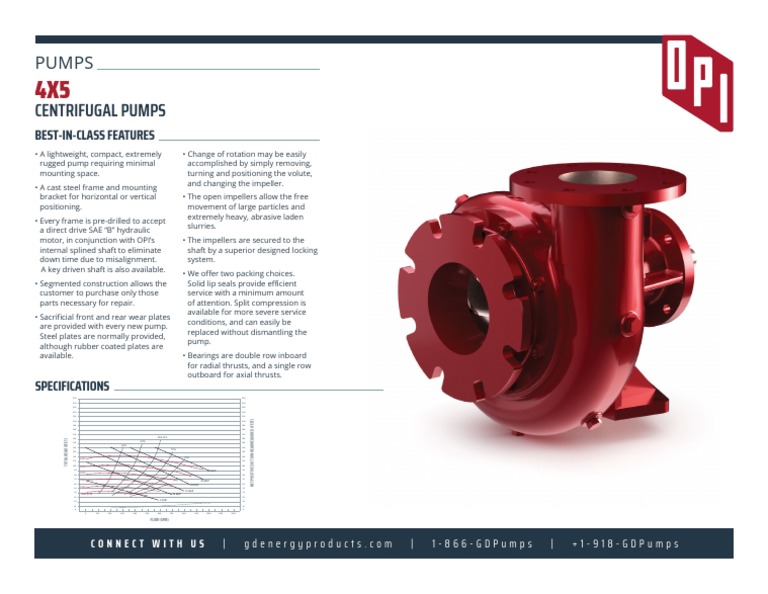 OPI Centrifugal 4x5 Spec Sheet 2022 | PDF | Pump | Mechanical Engineering