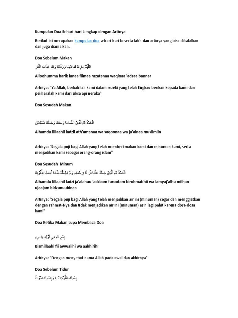 Kumpulan Doa Sehari-hari Lengkap | PDF