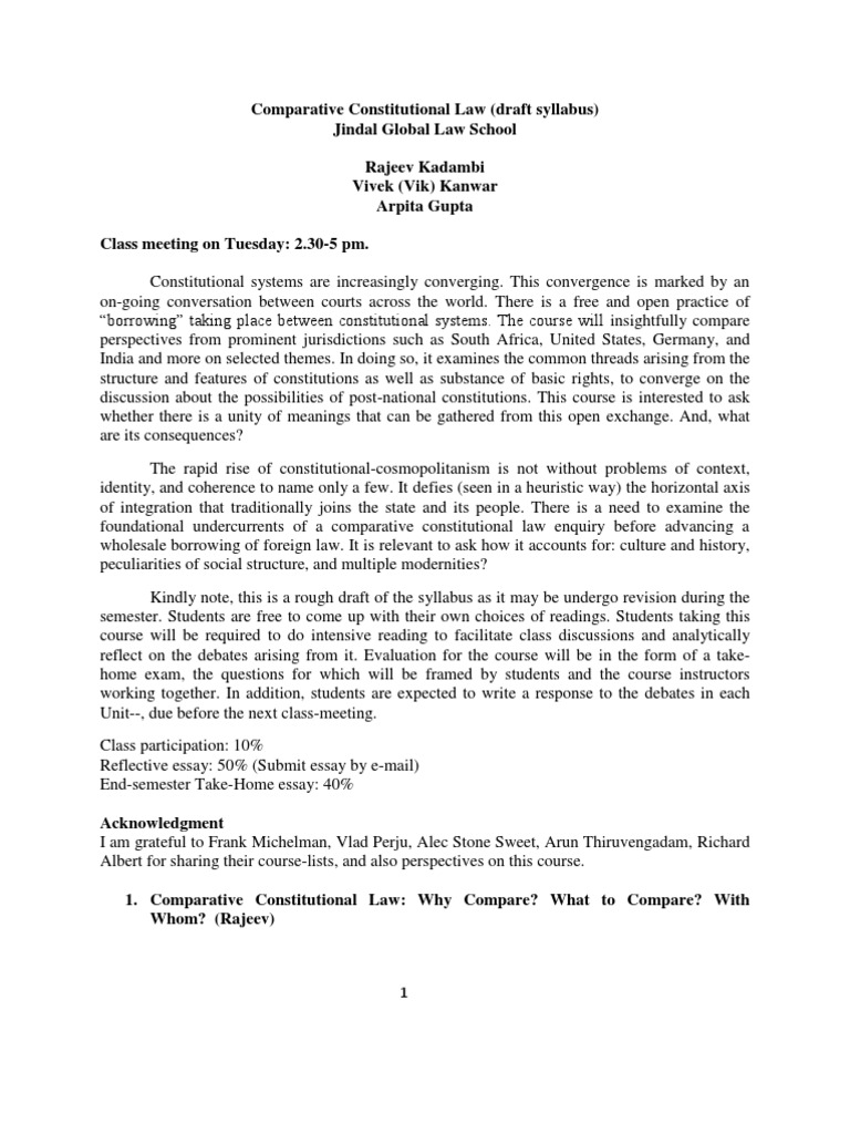 Comparative Constitutional Law | PDF | Jurisprudence | Constitution