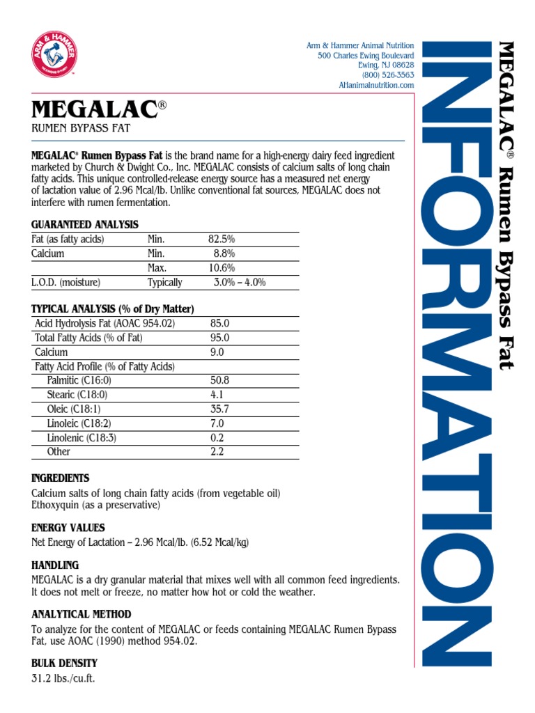 MEGALAC InfoSheet Web2017 | PDF | Fat | Cattle