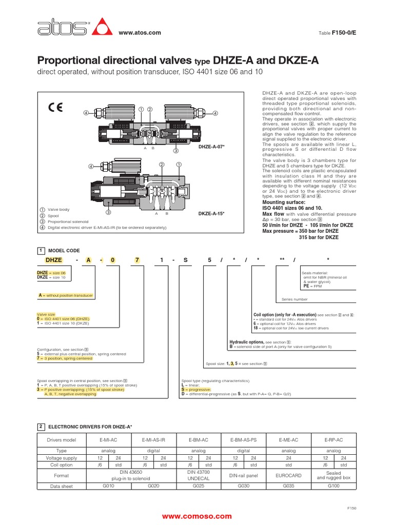 ATOS - Comoso - DHZEA - DKZEA - Modelo Solicitado | PDF | Screw | Valve