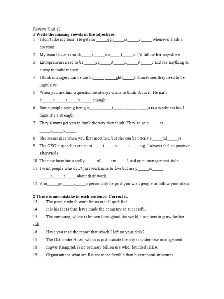 Review Unit 12 | PDF