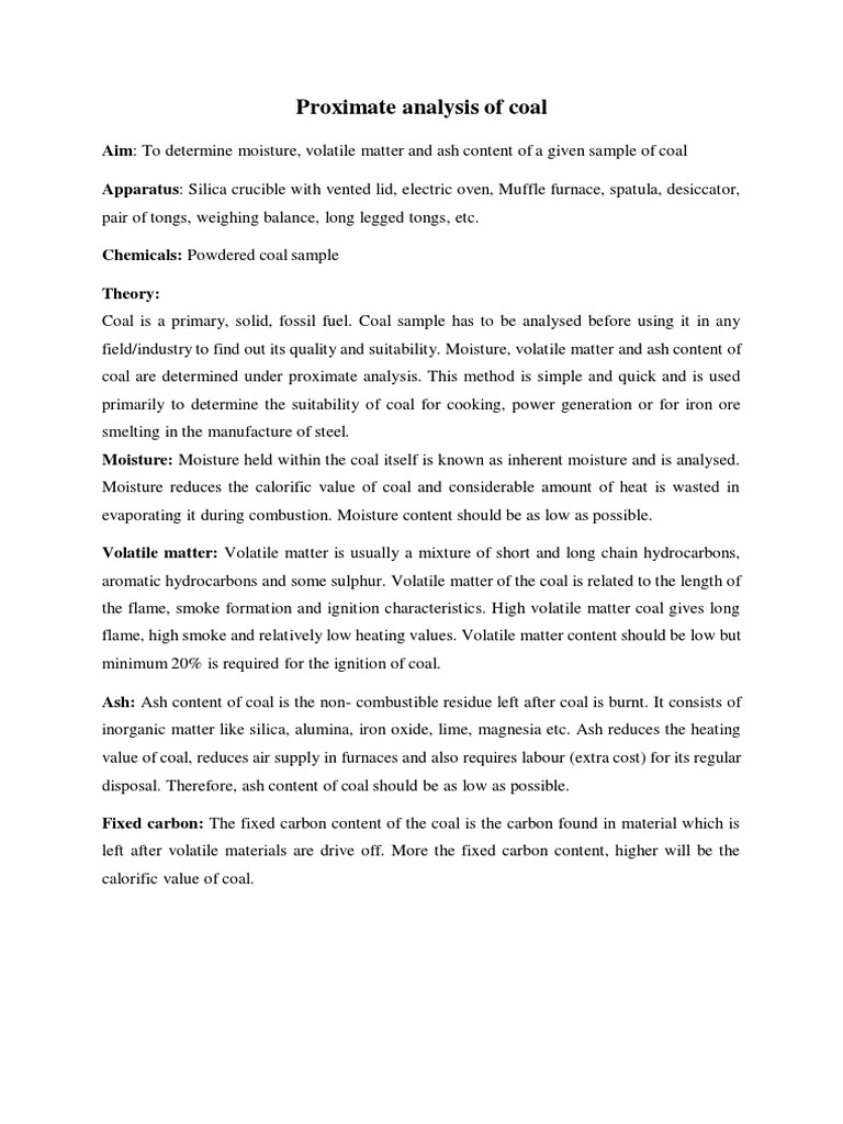 Proximate Analysis of Coal Methodology | PDF | Coal | Combustion
