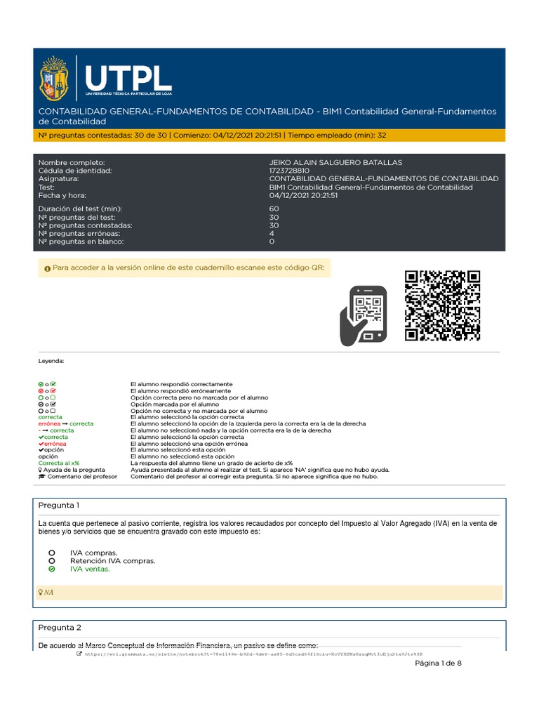 Fundamentos de Contabilidad BIM 1 | PDF | Finanzas y dinero