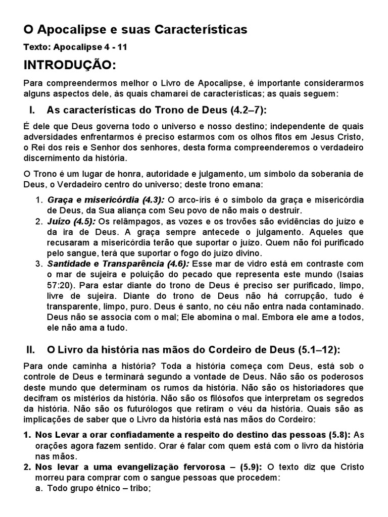 O Apocalipse e Suas Caracteristicas | PDF | Livro do Apocalipse | Jesus