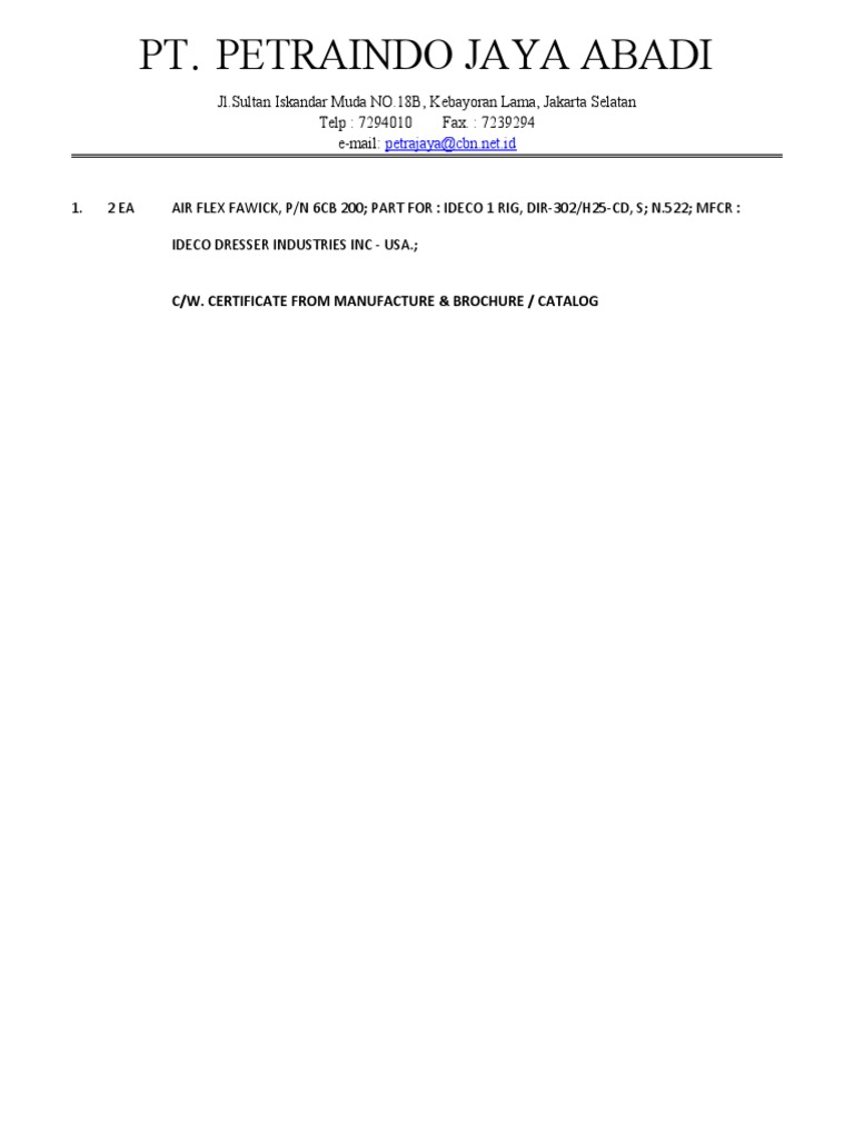 IDECO Rig Parts: Air Flex Fawick | PDF | Computers | Technology & Engineering