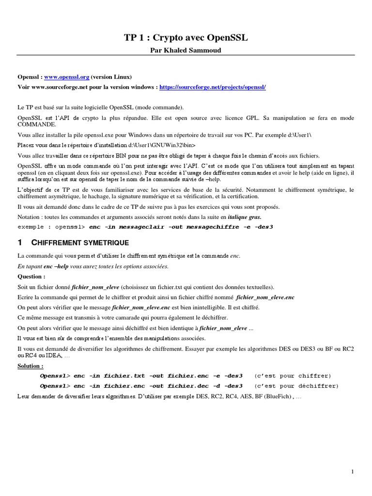 Atelier Crypto avec OpenSSL | PDF | Cryptage | Fichier informatique