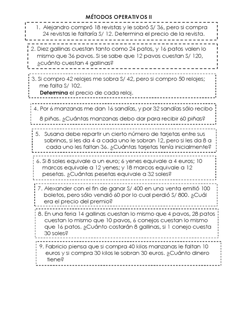 MÉTODOS OPERATIVOS II Raz. Mat | PDF