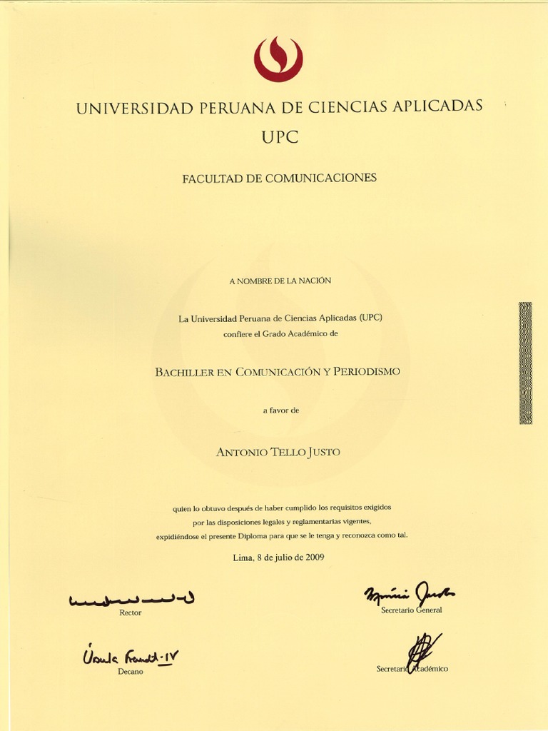 Antonio Tello Justo Bachiller en Comunicación y Periodismo UPC | PDF