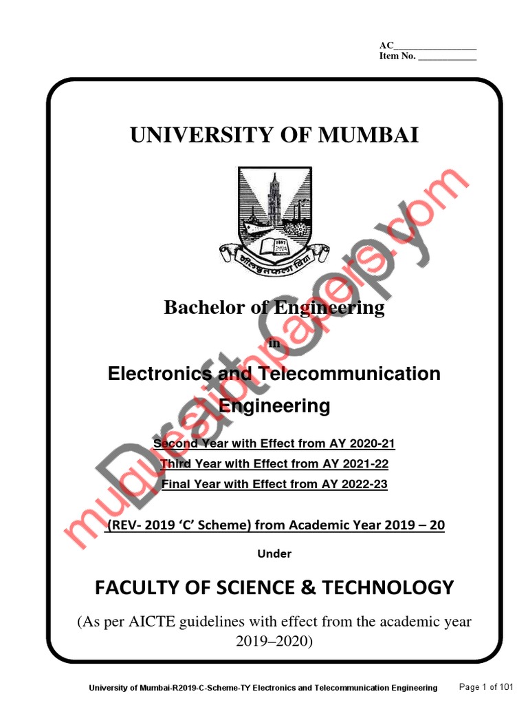 Be Electronics and Telecommunication Third Year Te Semester 6 Rev 2019 ...