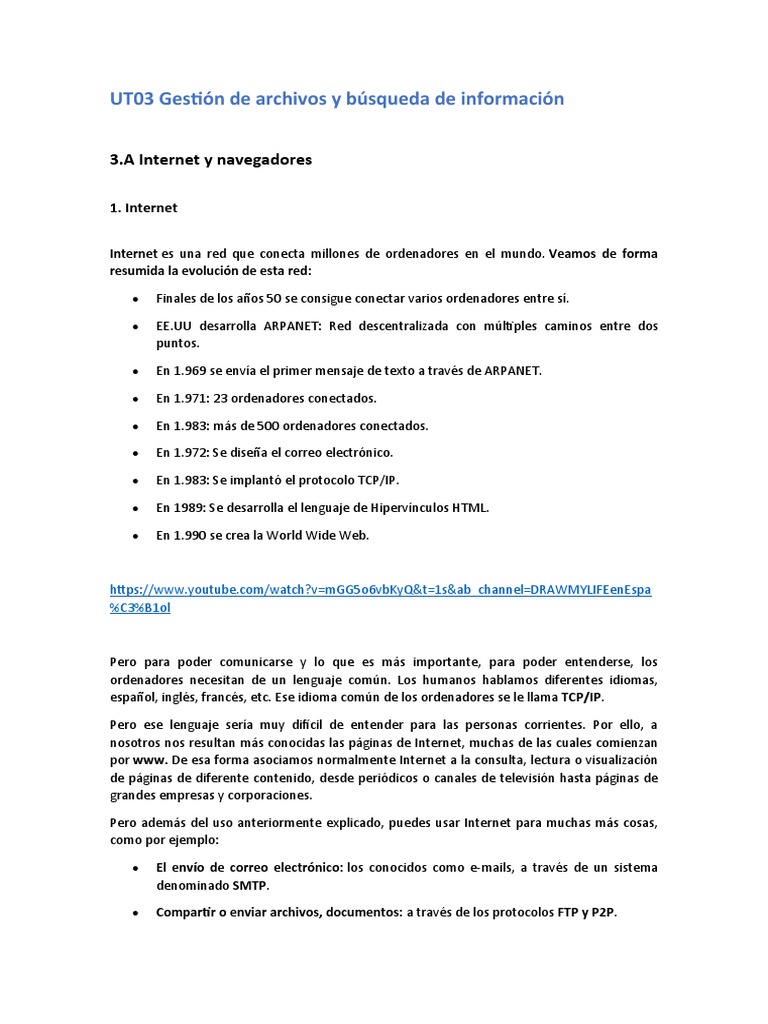 UT03 Gestión de Archivos y Búsqueda de Información | PDF | Red mundial | Internet y web