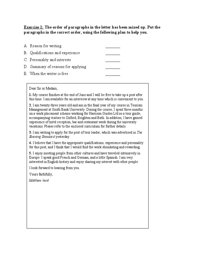 Letter of Application | PDF
