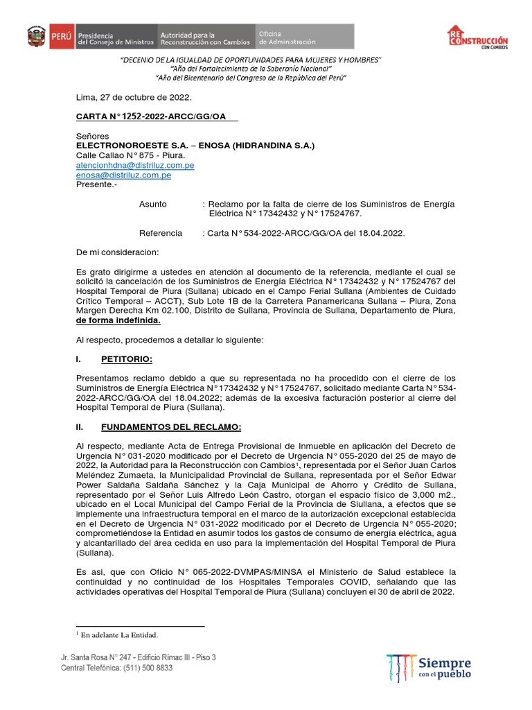 Carta 01252 2022 Arcc GG Oa | PDF | Tecnología