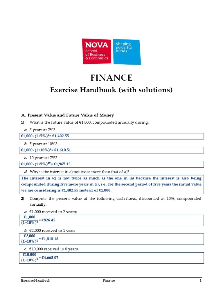 Financee ExerciseHandbook Solved | PDF | Bonds (Finance) | Yield (Finance)