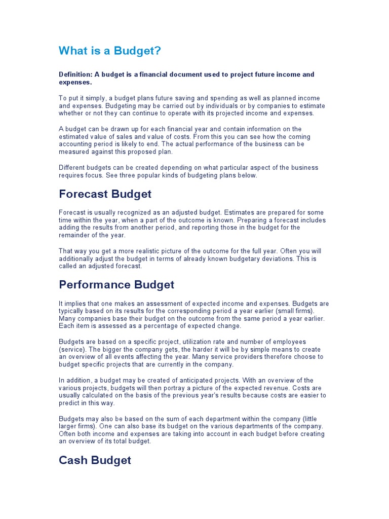 What Is A Budget | PDF | Budget | Top Down And Bottom Up Design