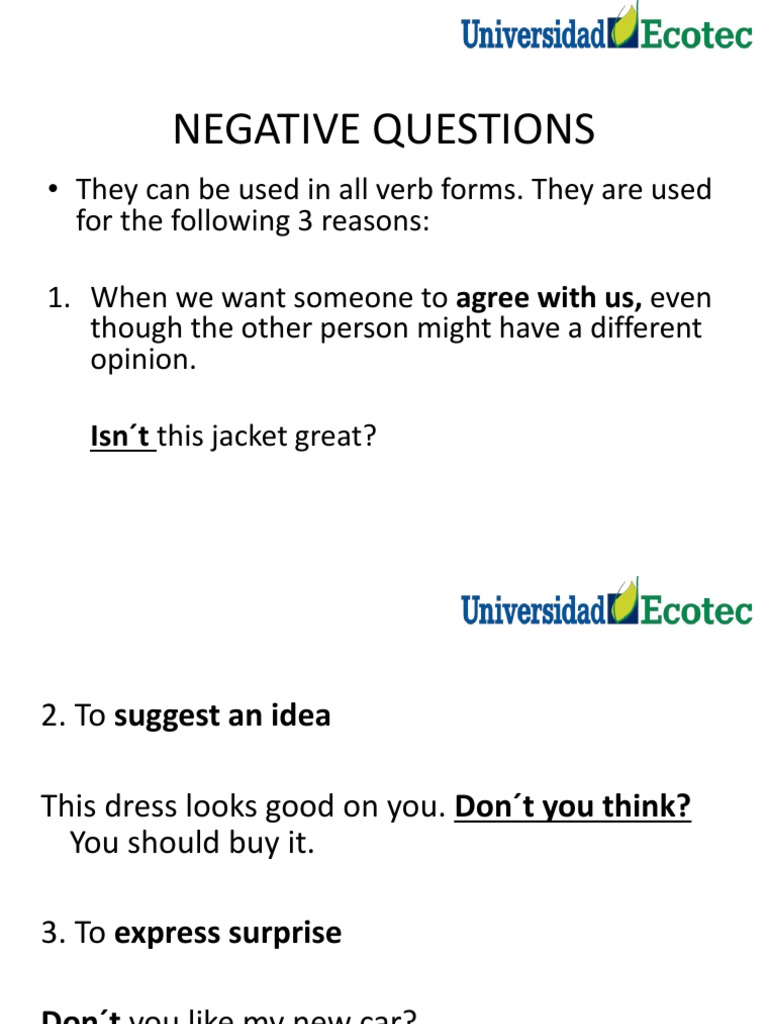 Negative Questions | PDF | Linguistic Morphology | Syntax