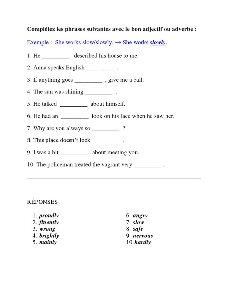 Adjectif Ou Adverbe 2 | PDF