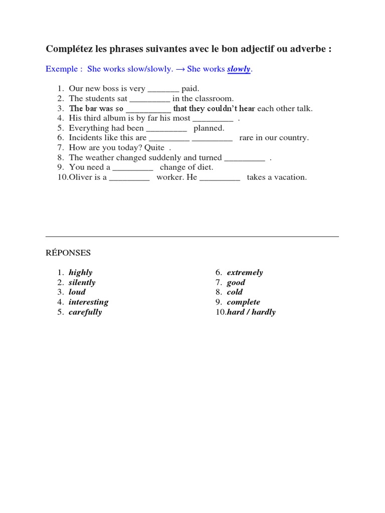 Adjectif Ou Adverbe | PDF