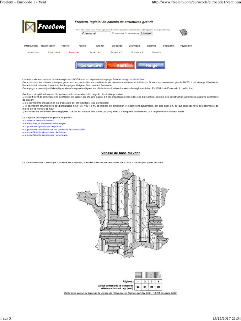 Freelem - Eurocode 1 - Vent | PDF | Plaie | Pression
