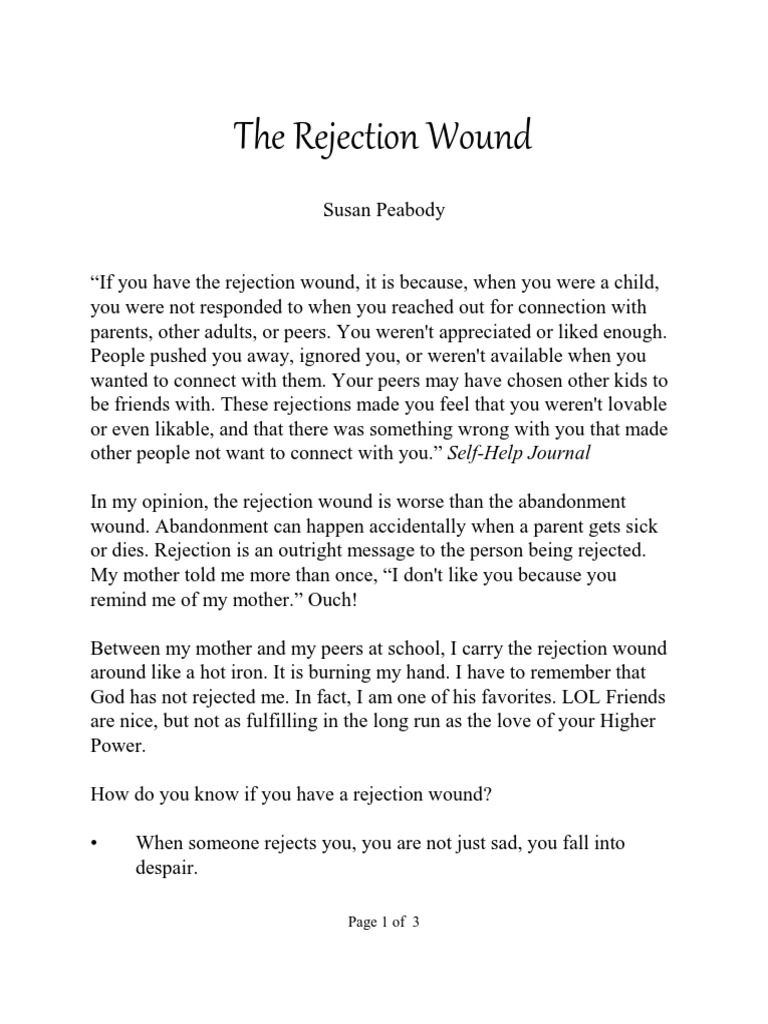 Rejection Wound | PDF | Behavioural Sciences | Social Psychology