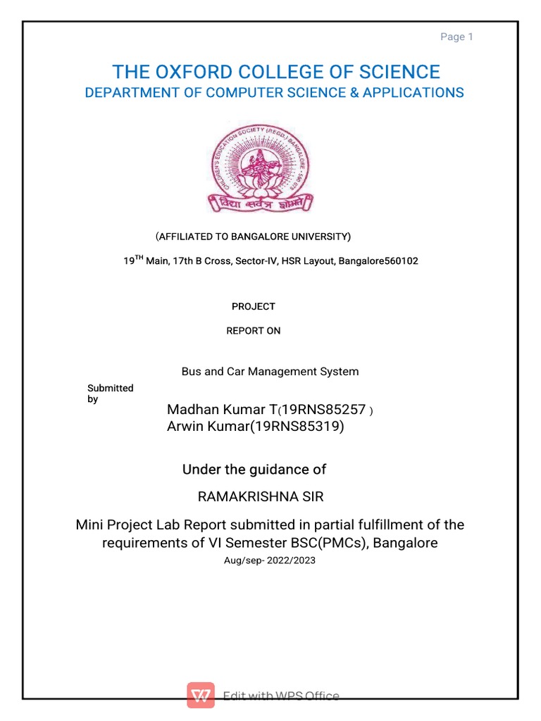 Project Report Bus Management System2 | PDF | Software Engineering ...