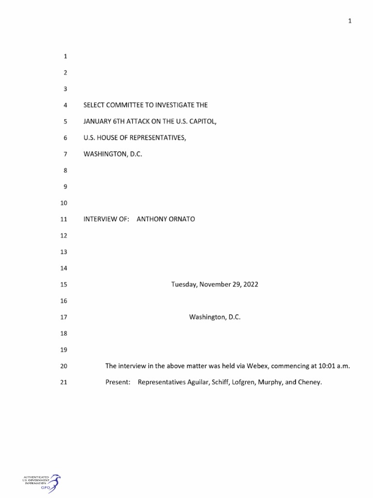 Anthony Ornato Transcript Nov 29 | PDF