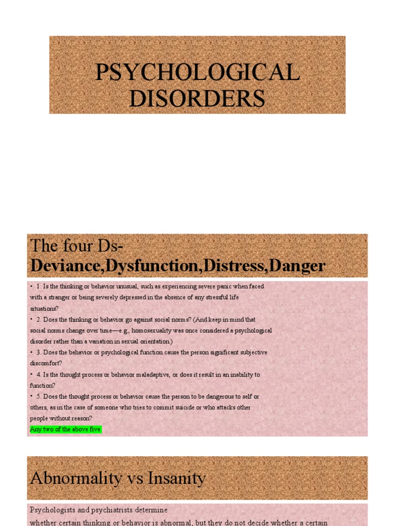 Understanding the Four Ds of Abnormality | PDF | Mental Disorder ...
